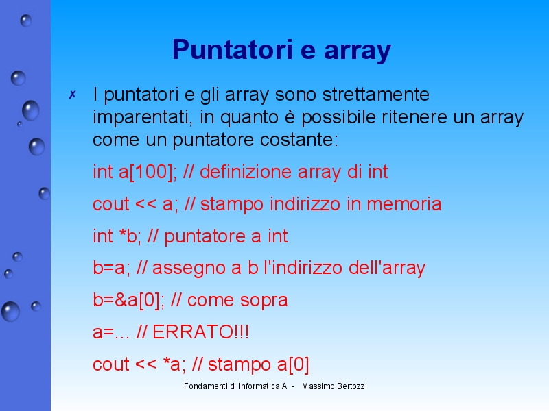 Puntatori e array
